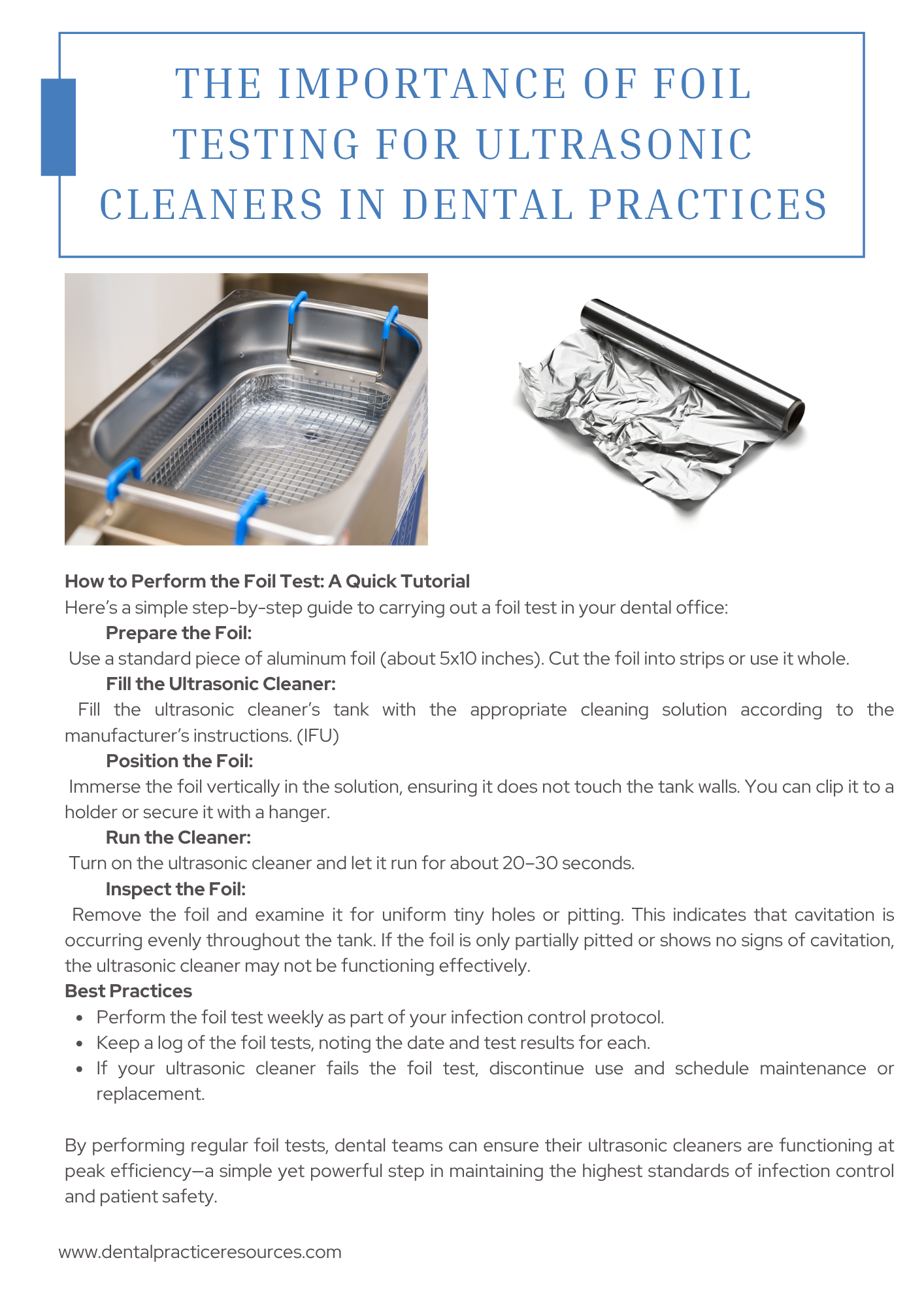The Importance of Foil Testing for Ultrasonic Cleaners in Dental Pract ...