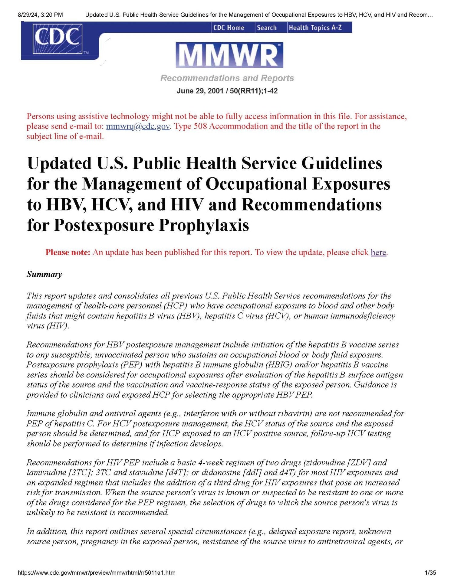 Guidelines- Occupational Exposure – Dental Practice Resources