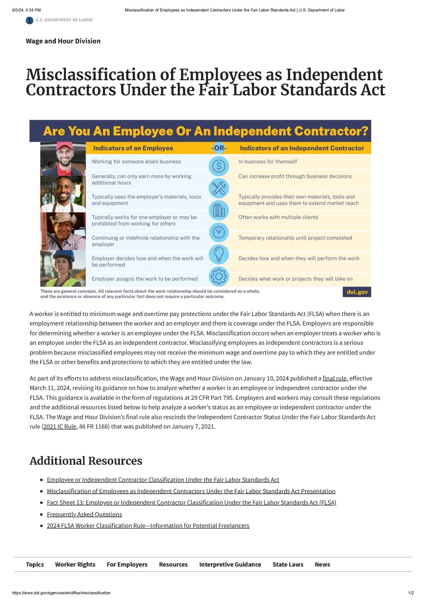 Misclassification of Employees as Independent Contractors Under the Fa ...